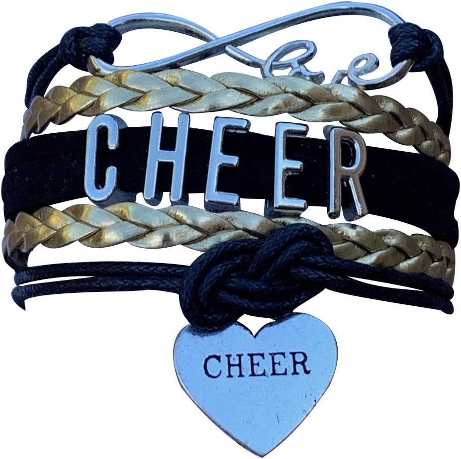 Amazon.com: Cheer Charm Bracelet- Infinity Love Adjustable Cheerleading ...