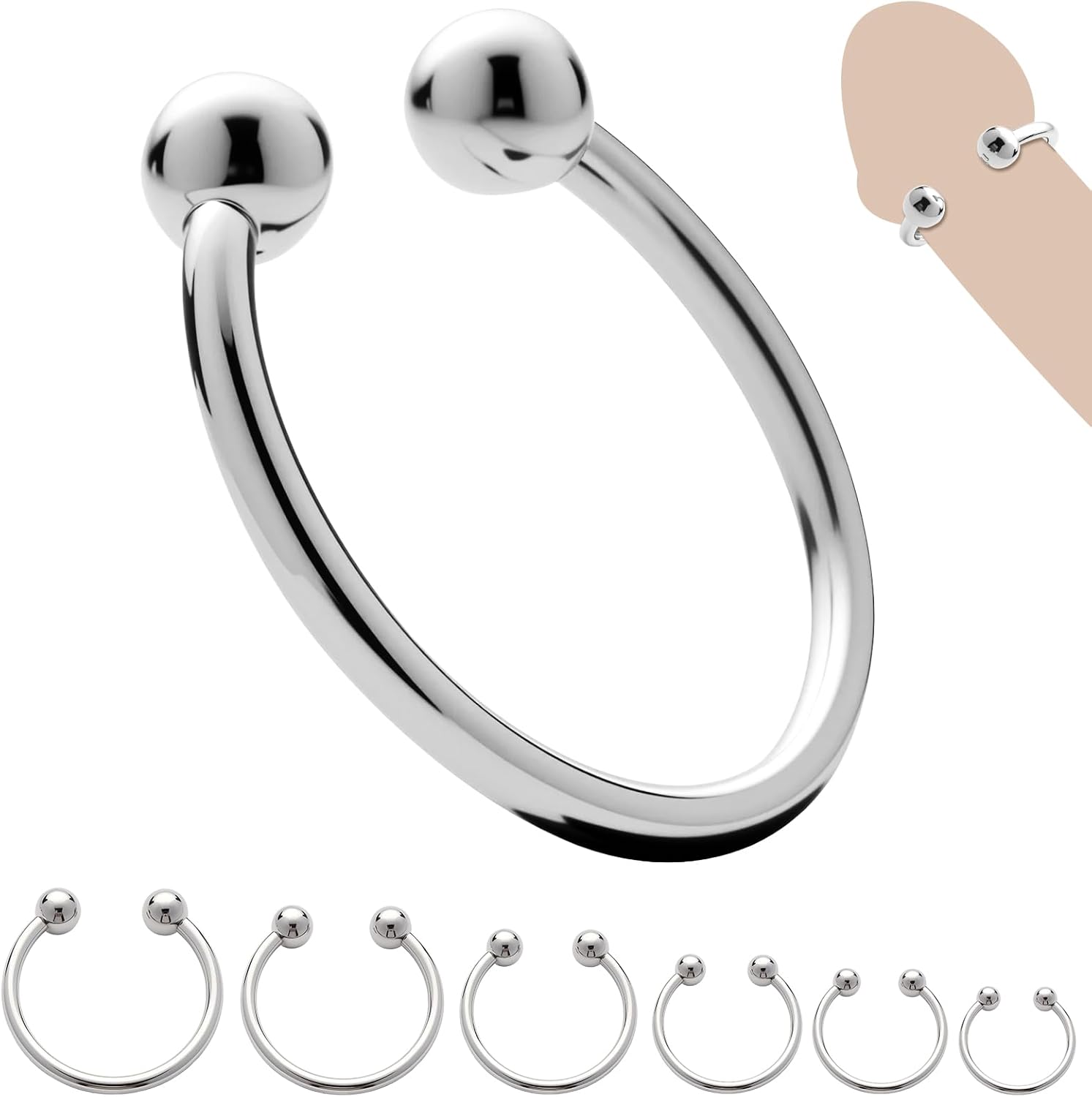 Amazon.com: Adjustable Metal Penis Ring Set of 6 Pieces. Stainless ...