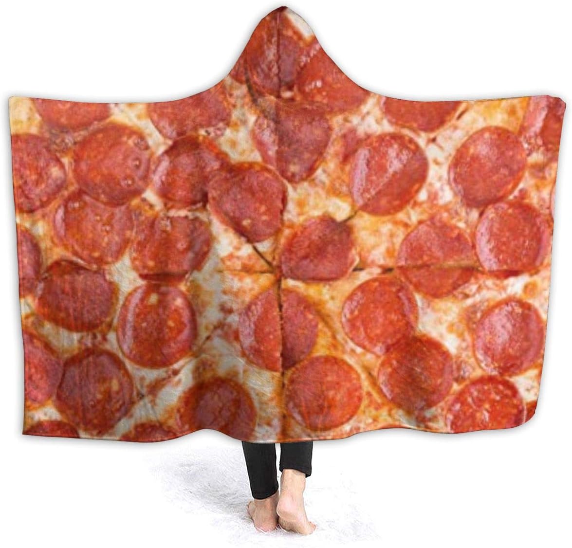 Amazon.com: Realistic Pizza Wearable Blanket Fleece Hooded Robe Cloak ...