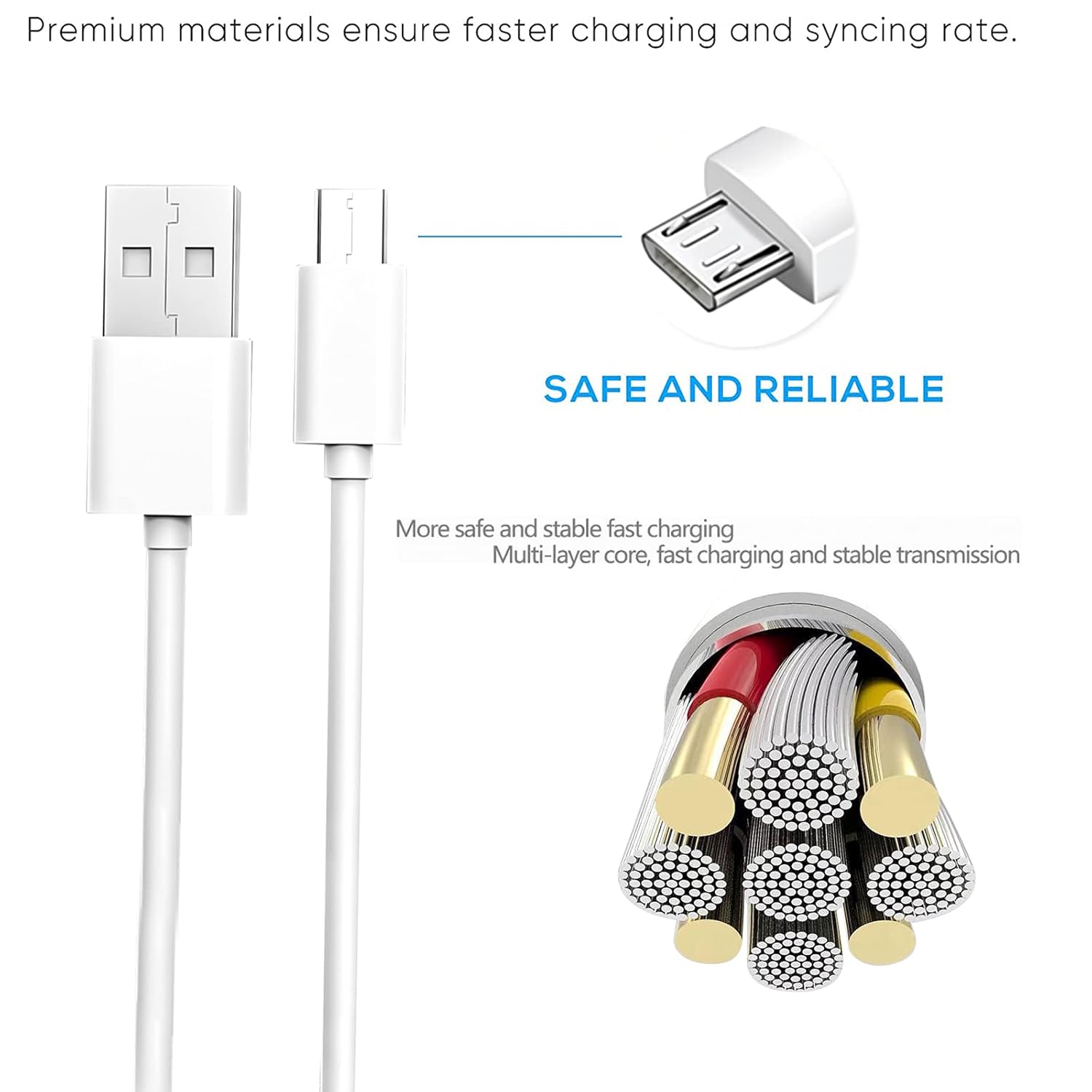 2 Pack Micro USB Charging Power Cable USB Type C Cord 9V for Arlo Pro ...