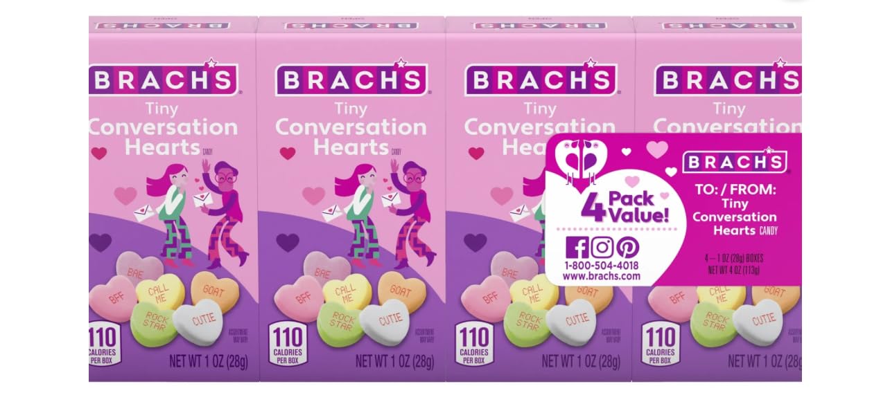 CONVERSATIONS HEARTS (paquete de 2 (8 mini cajas en total)) Brachs Tiny ...