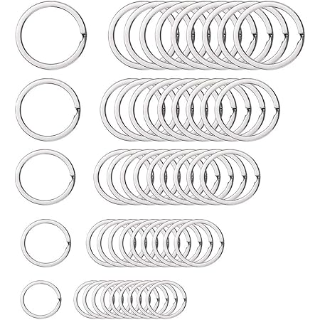 TSKDKIT 50 Pcs Stainless Steel Keyrings for Crafts Metal Split Rings ...