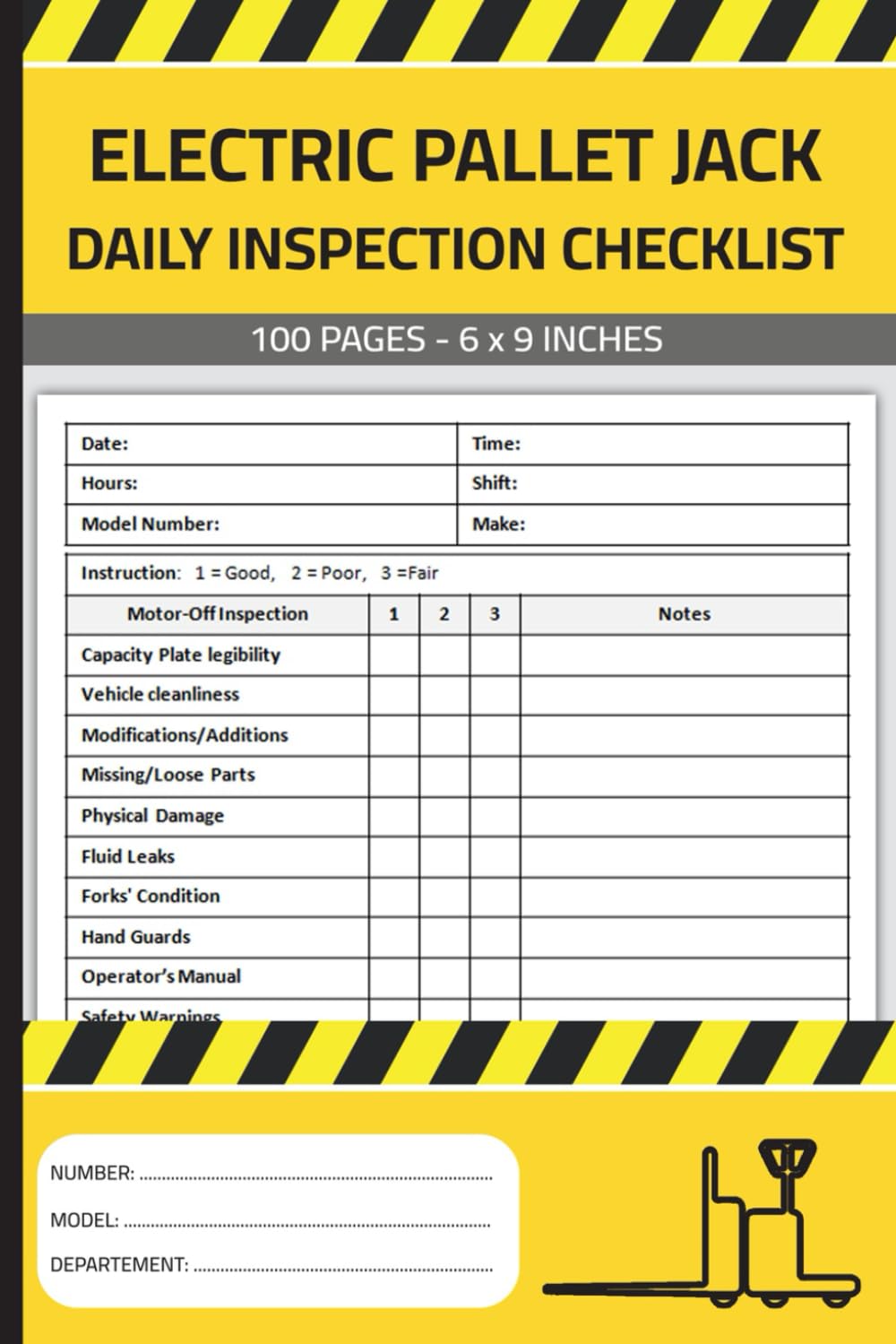 Electric Pallet Jack Daily Inspection Checklist: Powered Pallet Jack ...