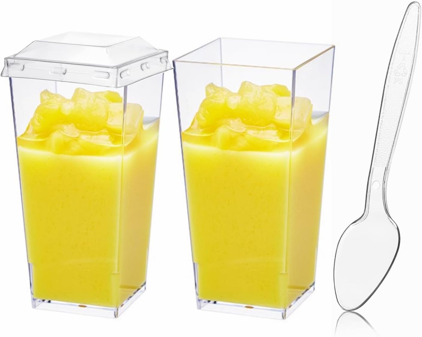 Amazon.com | SZHTFX 50 x 3 oz Mini Dessert Cups with Spoons and Lids ...