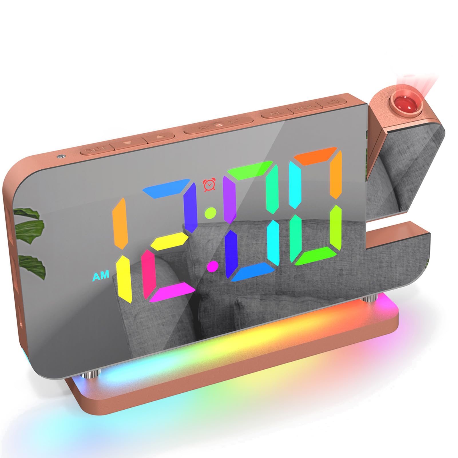 Buy ThreeH RGB Alarm Clock Digital Projection Alarm Clock with Rainbow ...