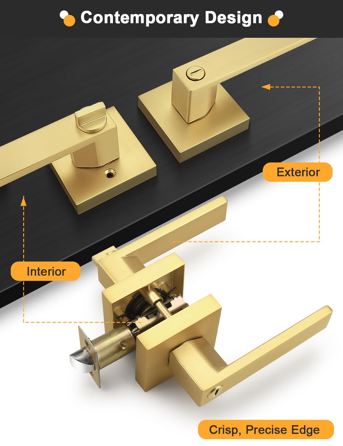 Snapklik.com : Privacy Door Handle Gold Door Handles Heavy Duty Door ...