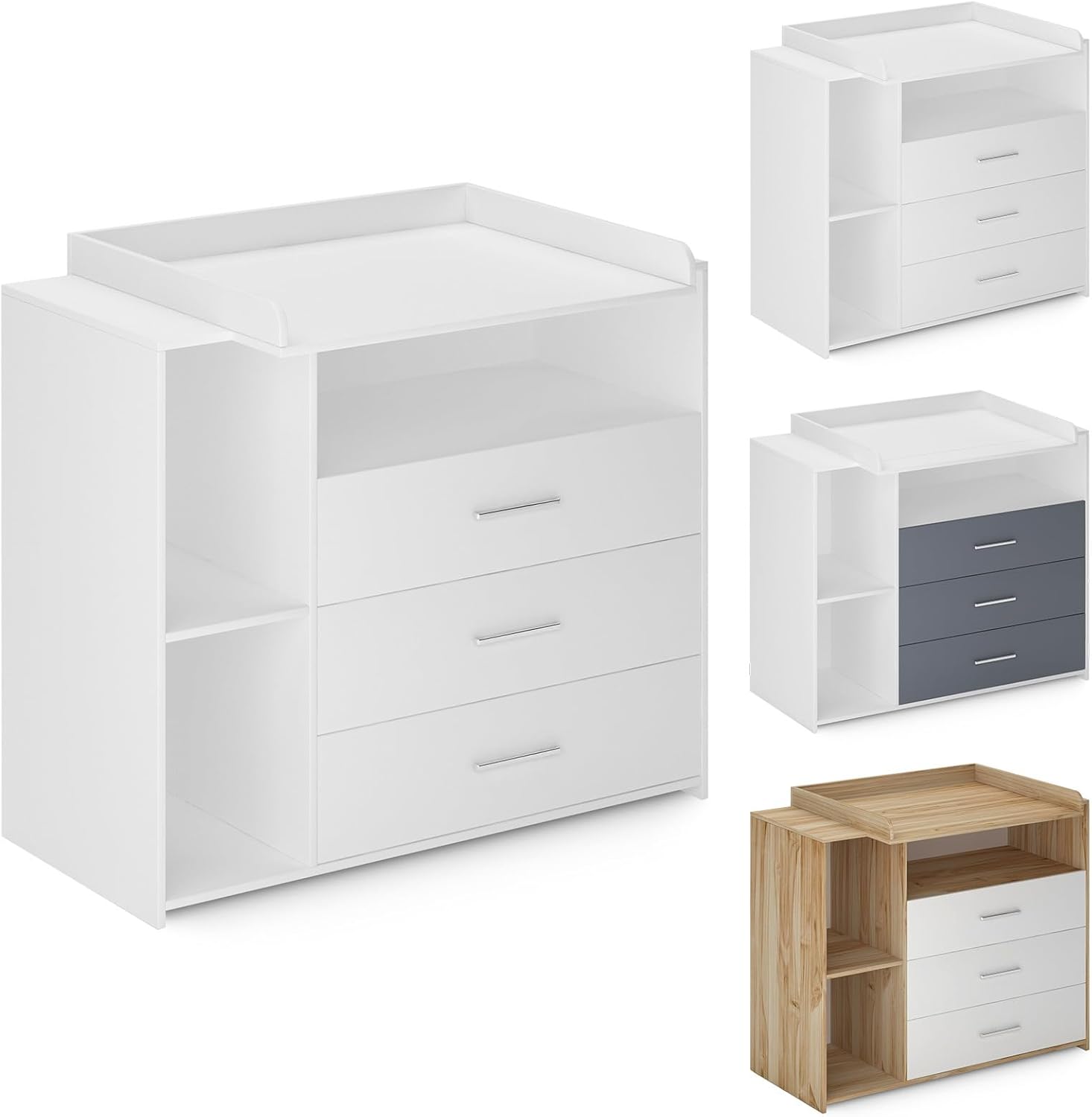 Infantastic® Baby Changing Unit – with 3 Drawers & 3 Open Compartments ...