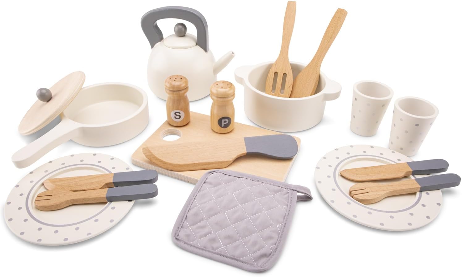 Woet® Wooden Toy Dinner Set for Kids - 20 Pieces with Pot, Pan, Kettle ...