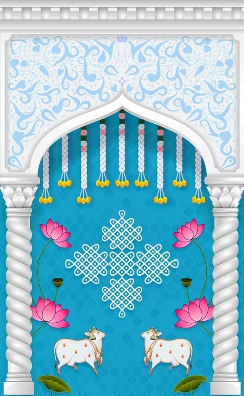 PELLISANDADI Stylish Traditional 2 Dhenu with Lotus Flowers Backdrop ...