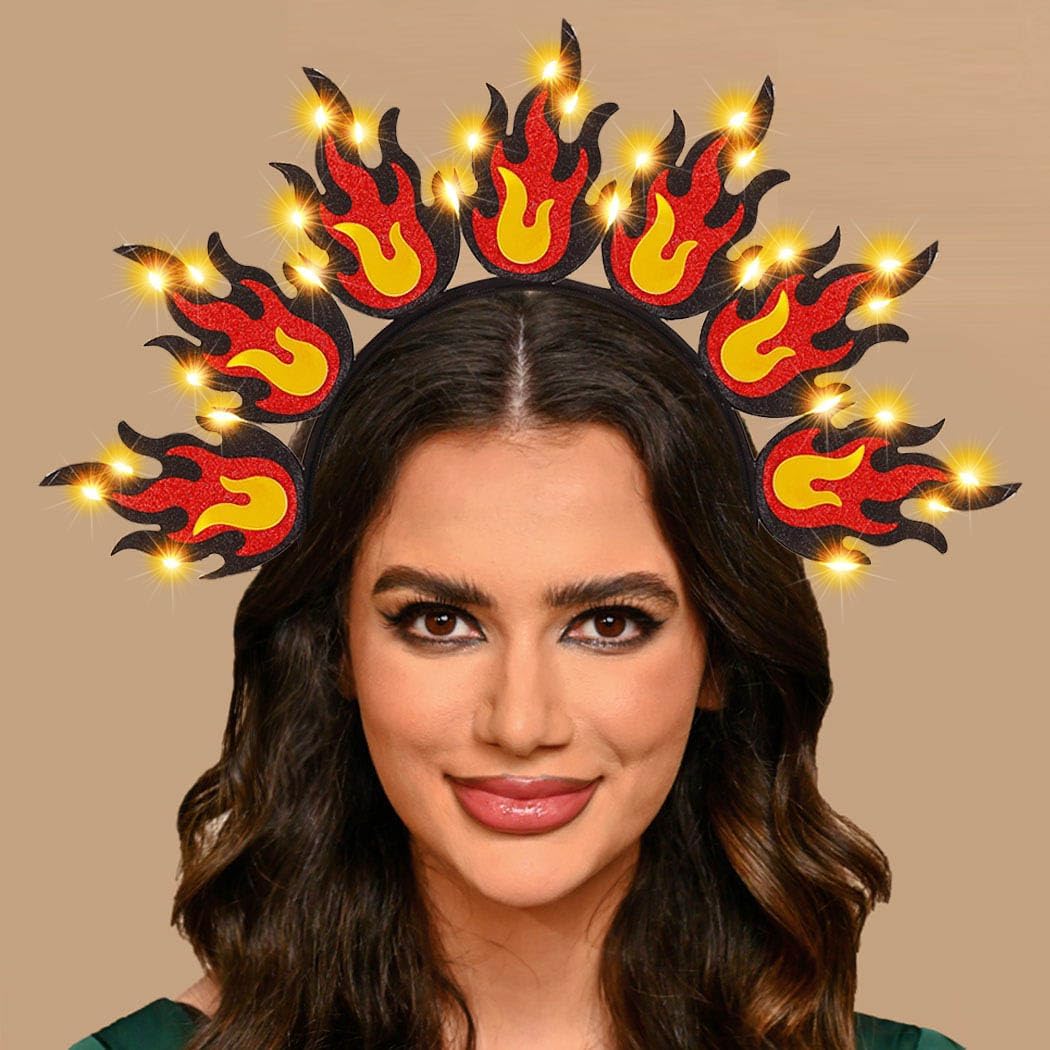Amazon.com: GORTIN Light Up Fire Headband LED Red Flame Headpiece ...