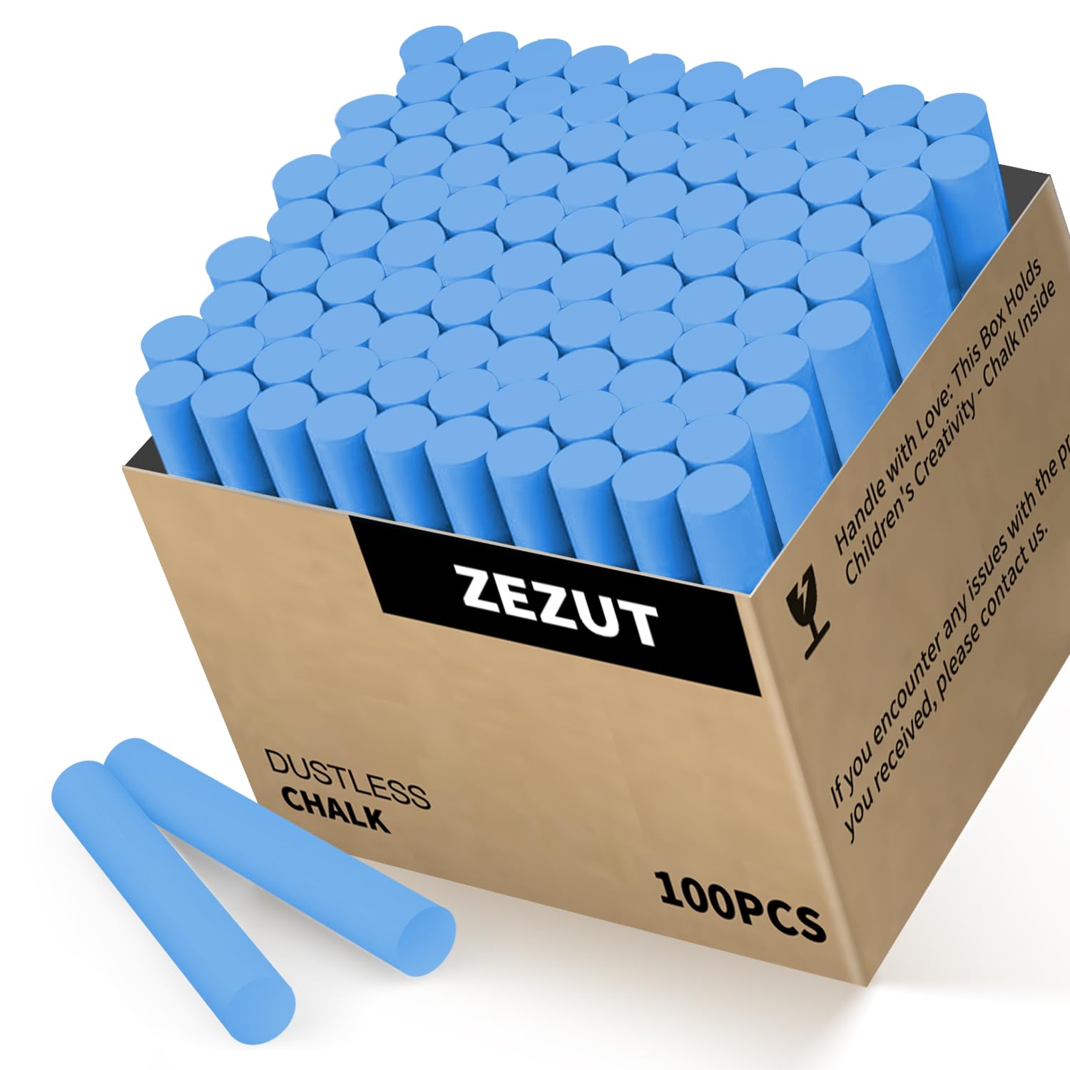 Amazon.com : ZEZUT Blue Chalk 100PCS, Less Dust Chalks Stick Bulk for ...