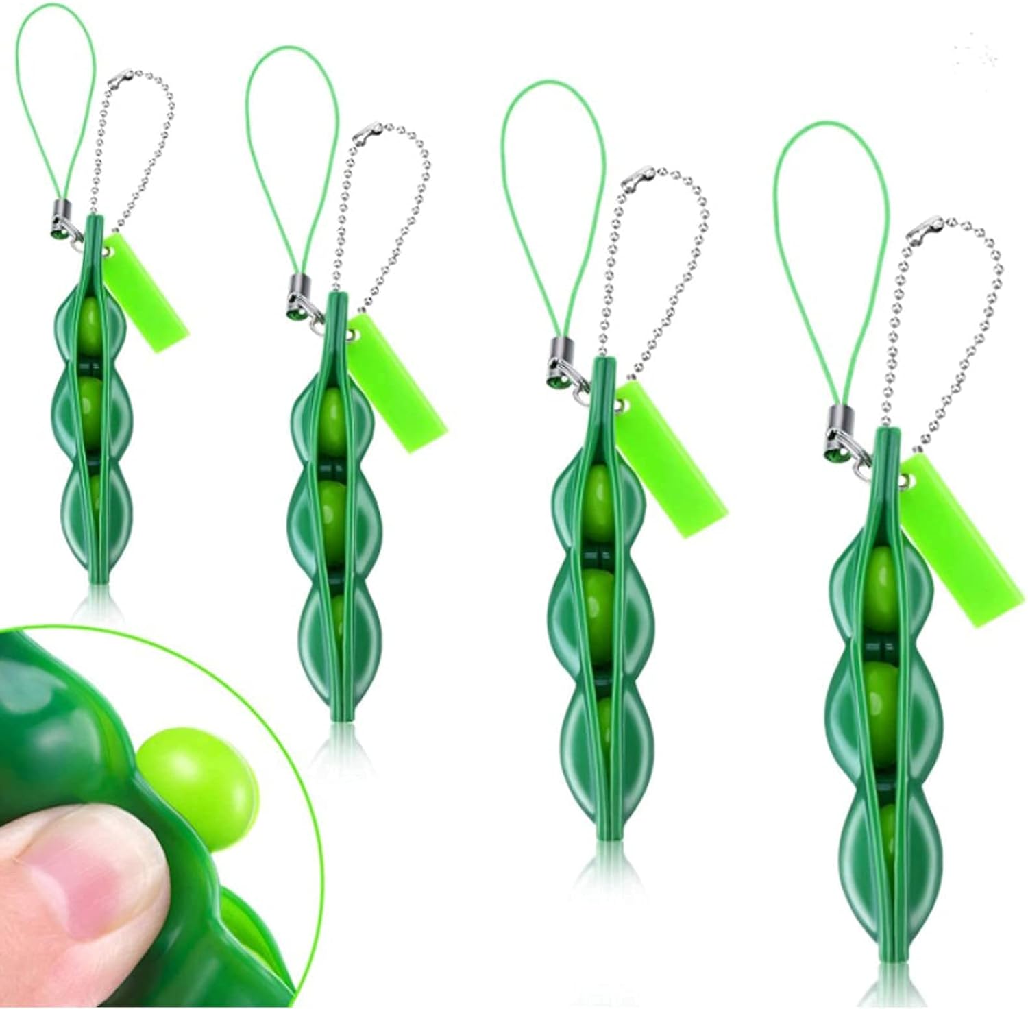 8pcs Squeeze Beans Fidget Toy, Pea Pod Keychain Bring Fun for Kids ...