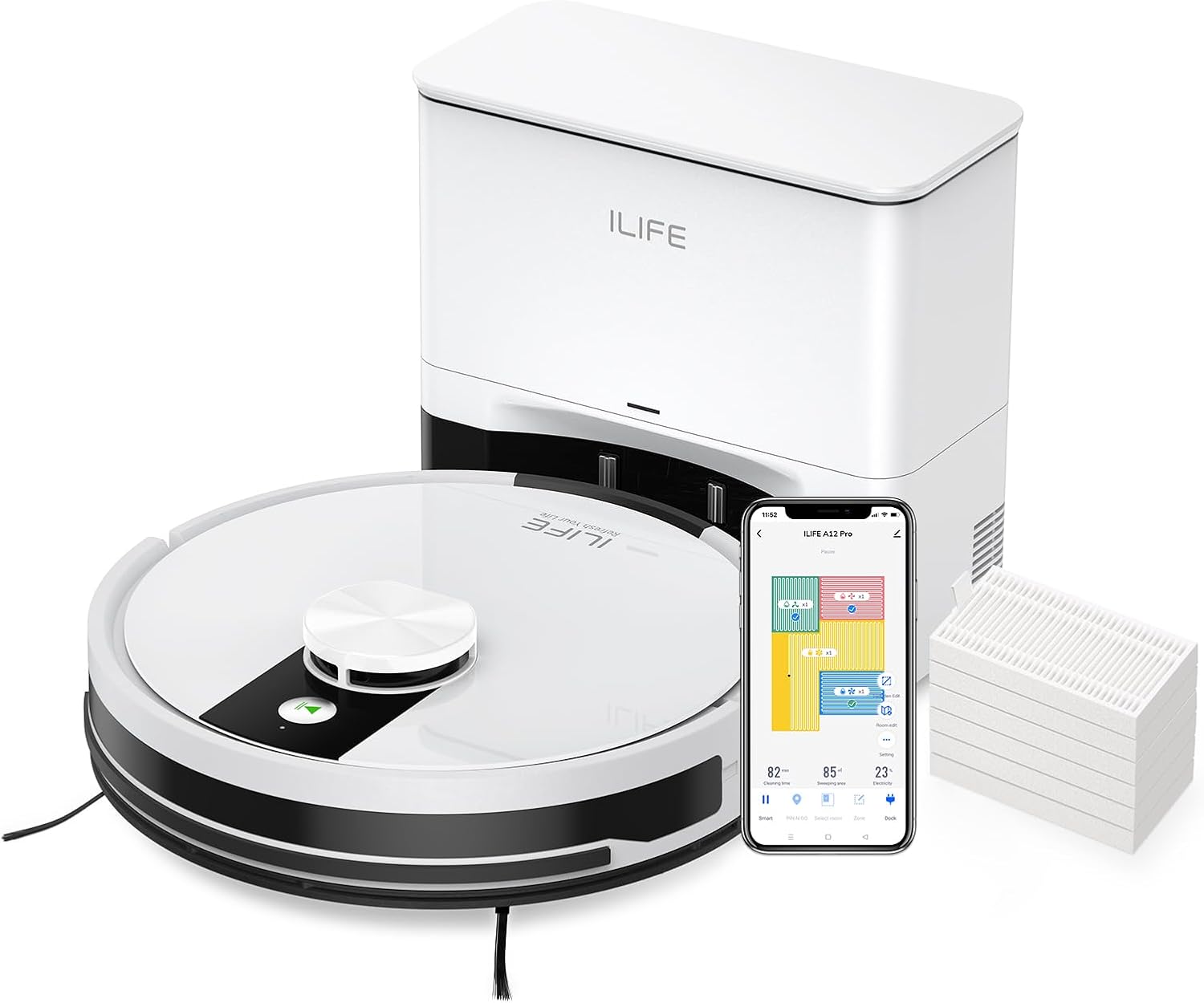 Amazon.com: ILIFE A12 Pro Robot Vacuum and Mop Combo, Self Emptying ...