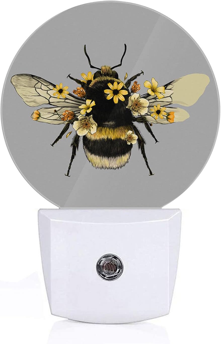 Axayaz Bee Night Light Cute Bee Hardworking Honey Comb Yellow Flowers ...