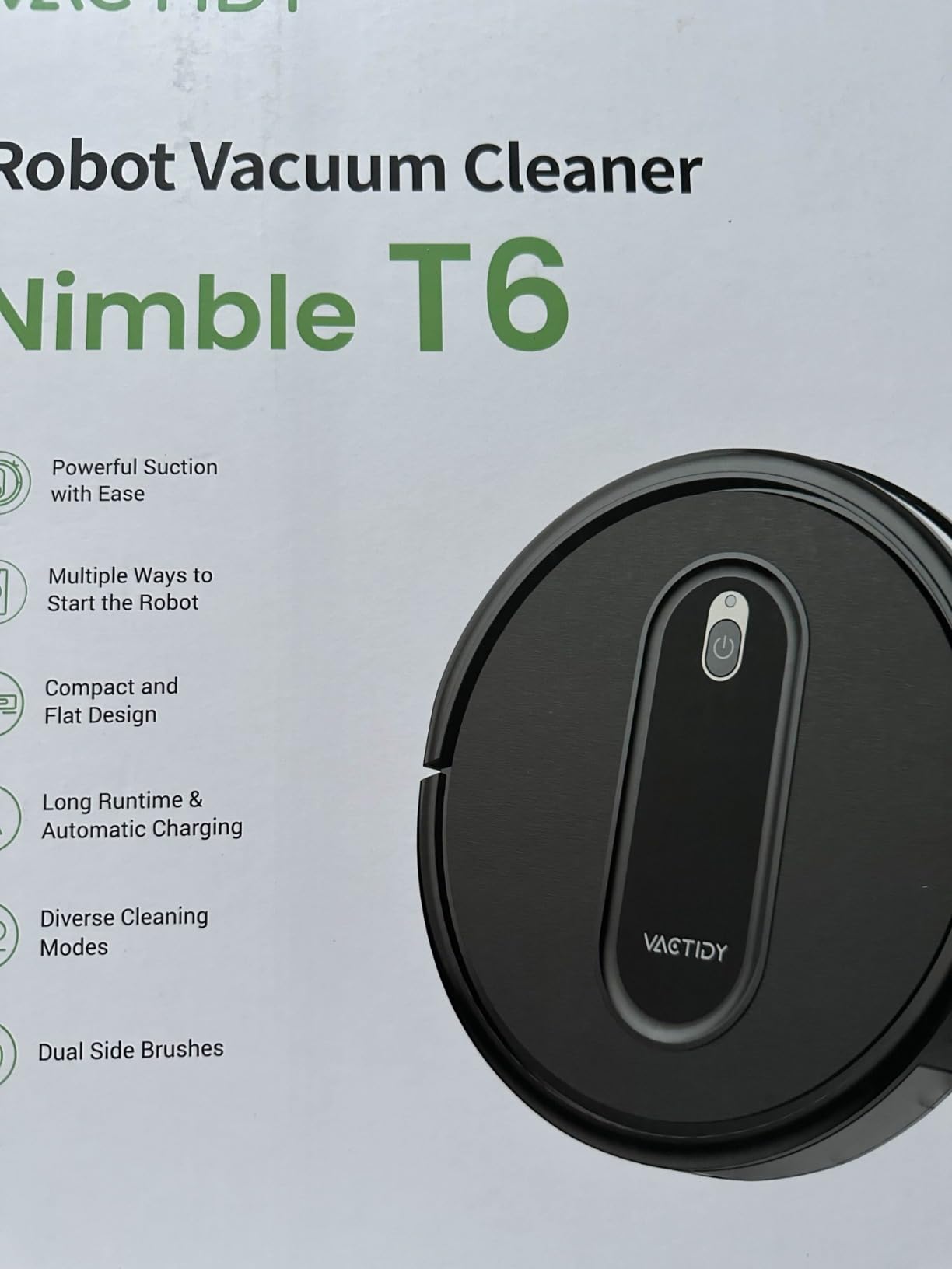 Vactidy Nimble T6 Robot Vacuum Cleaner, Strong Suction, Automatic Self ...