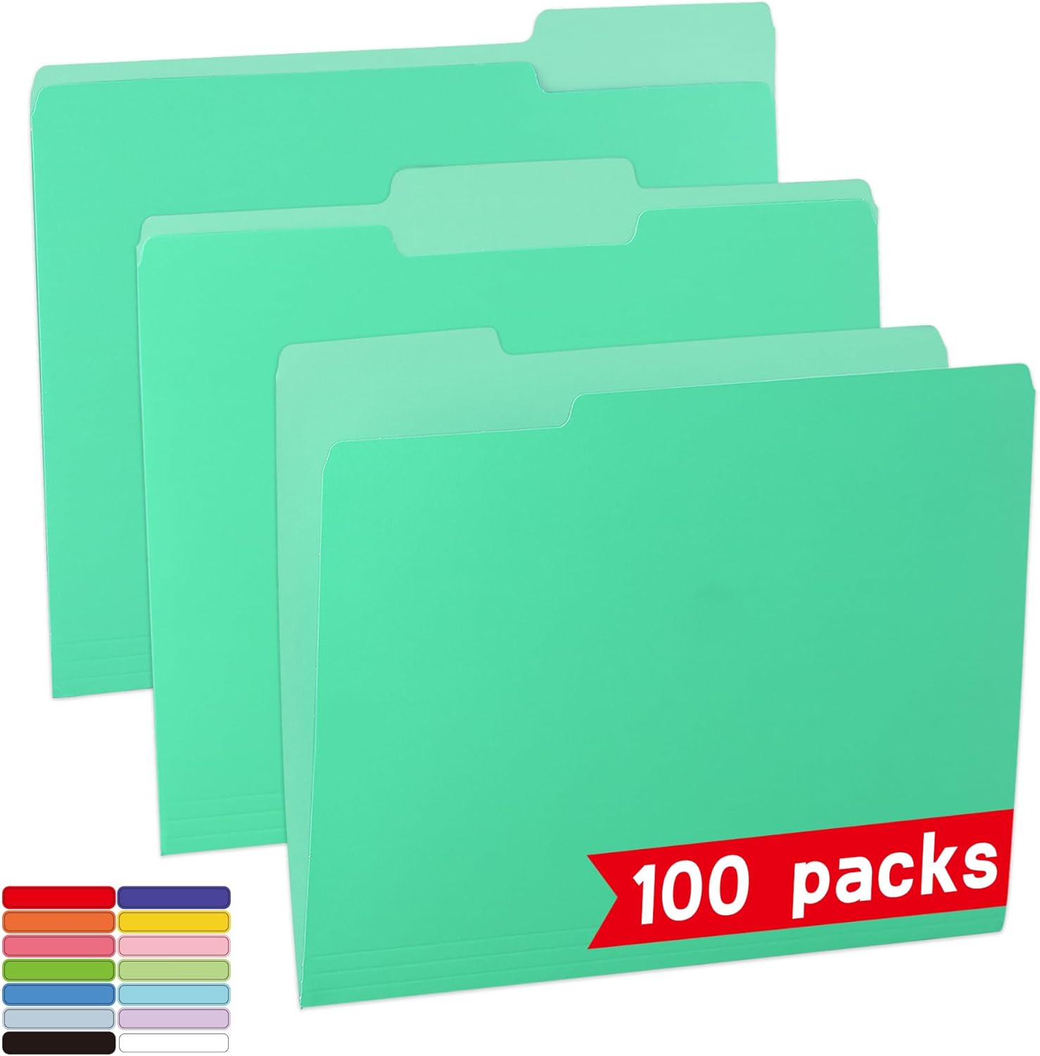 Amazon.com : 100 Packs File Folder,Light Green File Folders Letter Size ...
