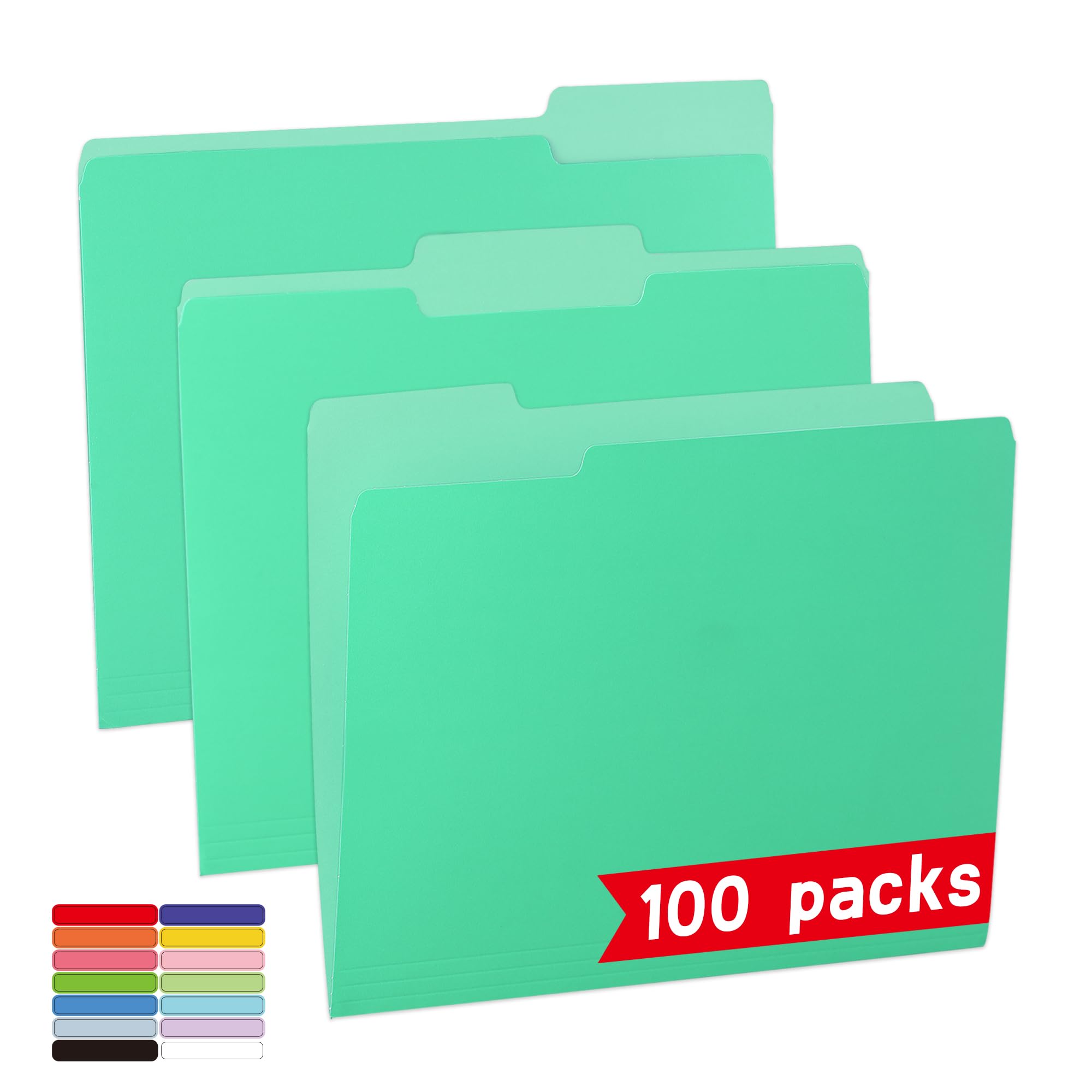Amazon.com : 100 Packs Two Tone Color File Folders,Light Green File ...