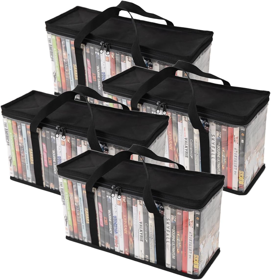 Amazon.com: BEYLEG Set of 4 DVD Storage Bags,Transparent PVC Media ...
