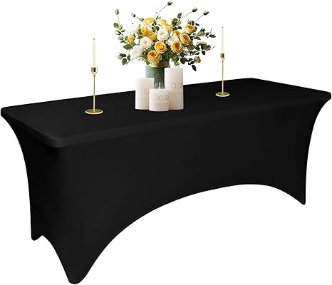 Amazon.com: Yemosa Black Spandex Table Covers for 6 Foot Tables - 6 FT ...