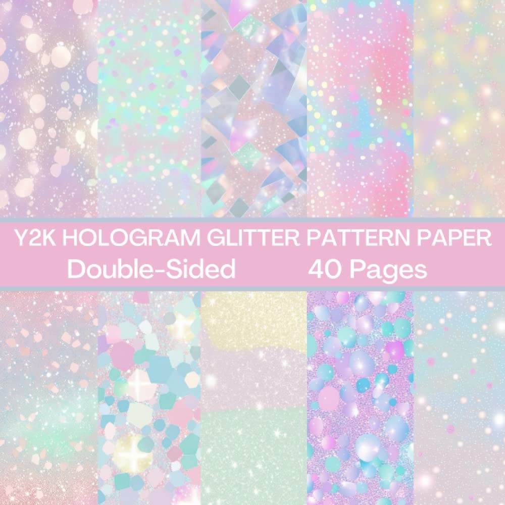 Y2K Hologram Glitter Scrapbook Paper 40 Pages 20 Sheets: Double Sided ...