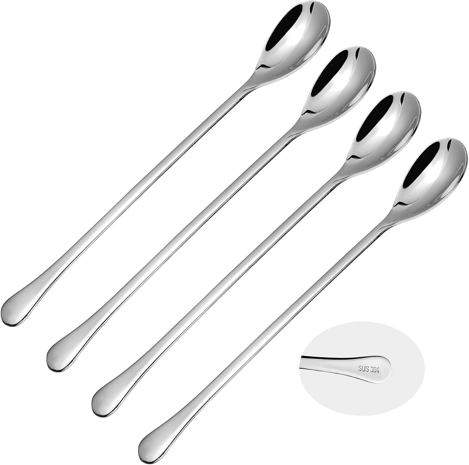 Amazon.com: Ice Tea Spoon,304 Stainless Steel Long Coffee Spoons for ...