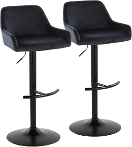 Amazon.com: LumiSource Daniella Adjustable Bar Stool, Black Bar Stools ...