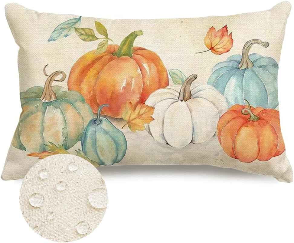 Amazon.com: RABUSOFA Fall Outdoor Pillow Covers 12x20 Waterproof ...