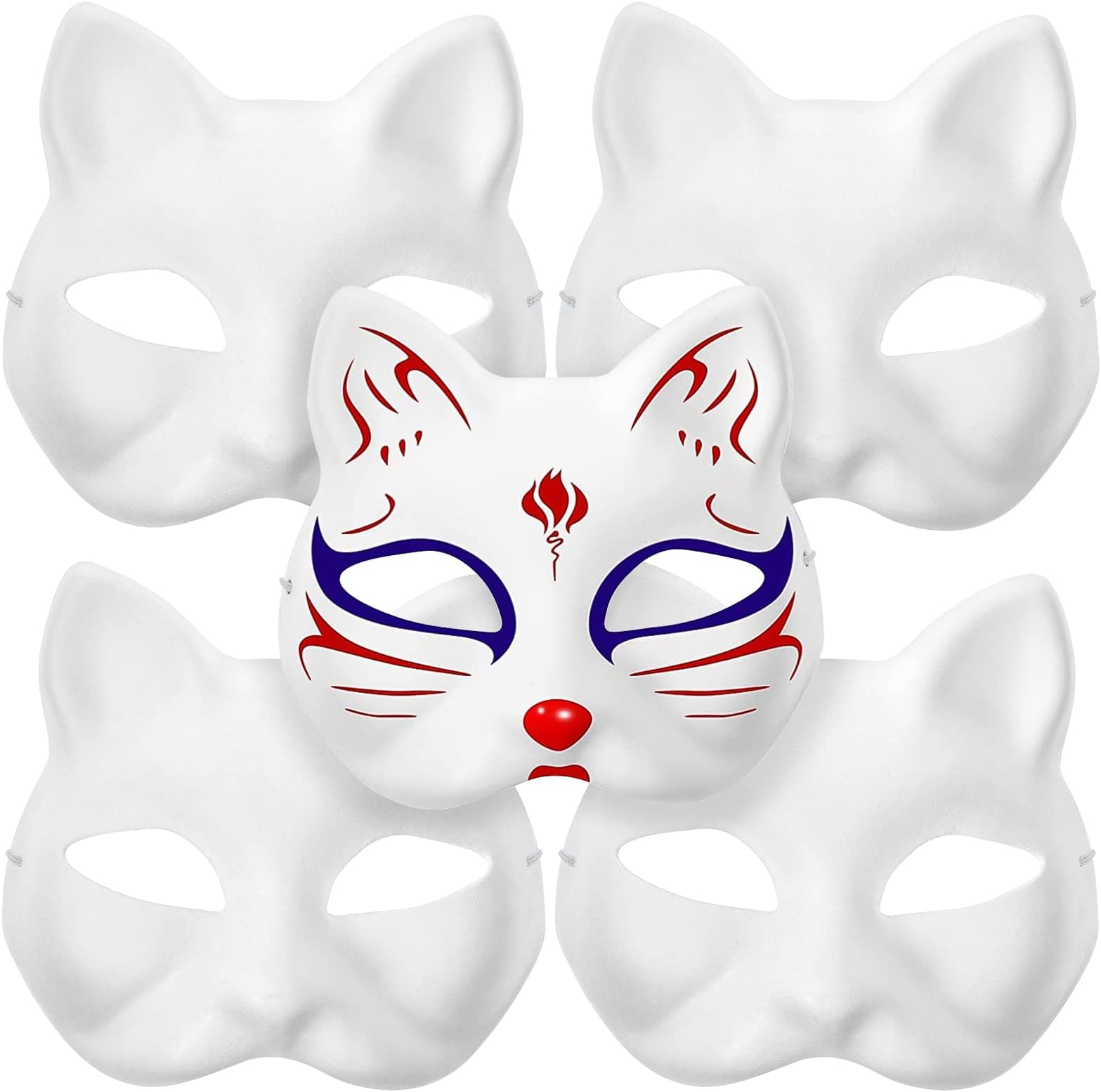 Apettoey 10PCS Cat Mask Therian Masks White Cat Masks to Paint Blank ...