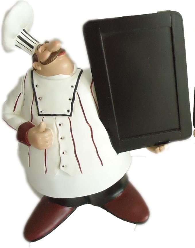 Amazon.com: Kitchen Fat Chef Holding Menu Chalkboard Chalk Board Statue ...