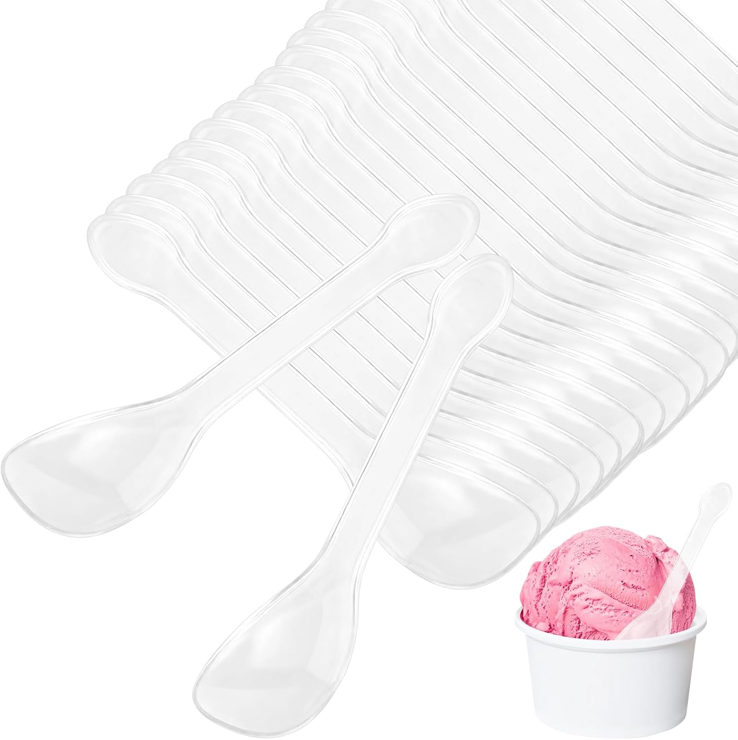 Amazon.com: 100 Pcs Tasting Spoons,Ice Cream Spoons,Disposable Mini ...
