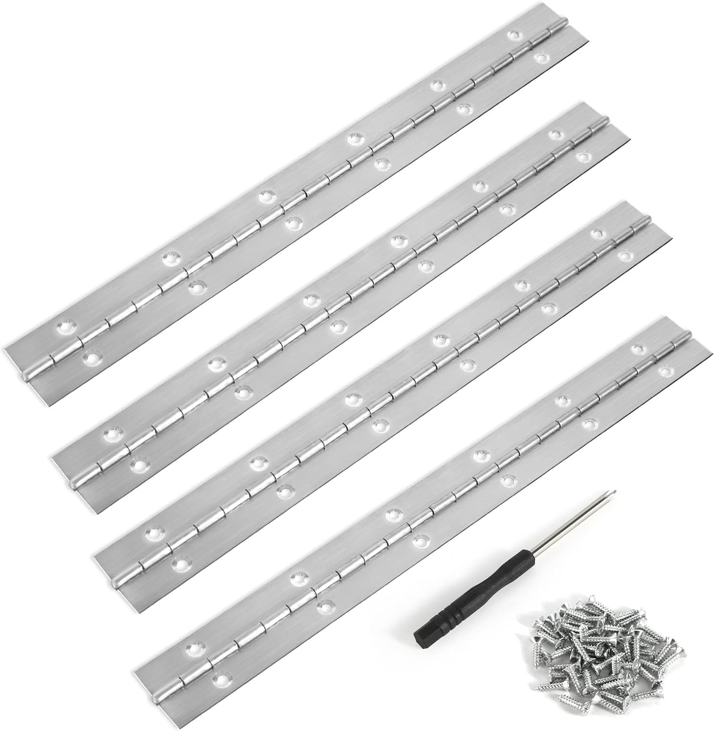 Piano Hinge 12 Inch, 4Pcs Continuous Stainless Steel Hinge with 48 ...
