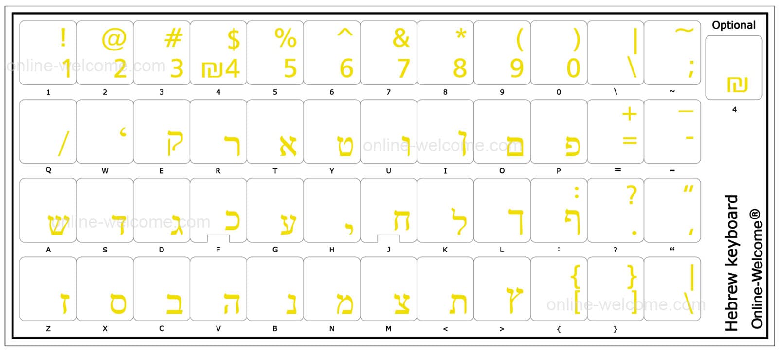 Buy Online-Welcome Hebrew Keyboard Stickers Transparent Background ...