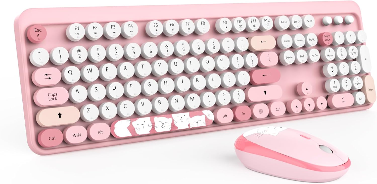 Amazon.com: Wireless Keyboard,KOOTOP Cute Colorful 104 Keys Typewriter ...