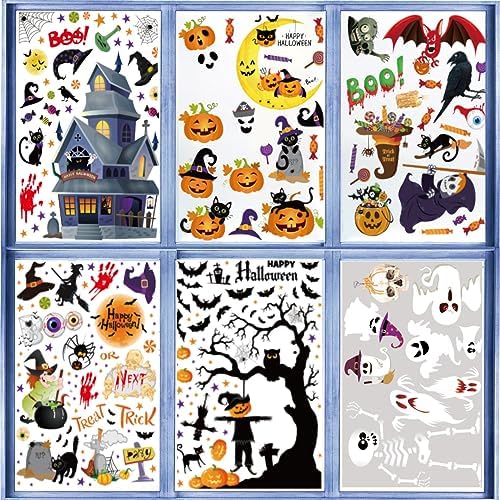 Amazon.com: 223PCS/6Sets Halloween Window Sticker clings Decorations ...