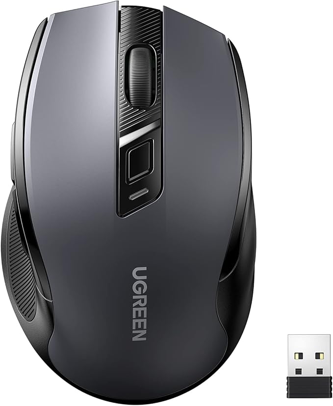 UGREEN Silent Wireless Mouse, Ergonomic Mouse 2.4GHz 4000 dpi with USB ...