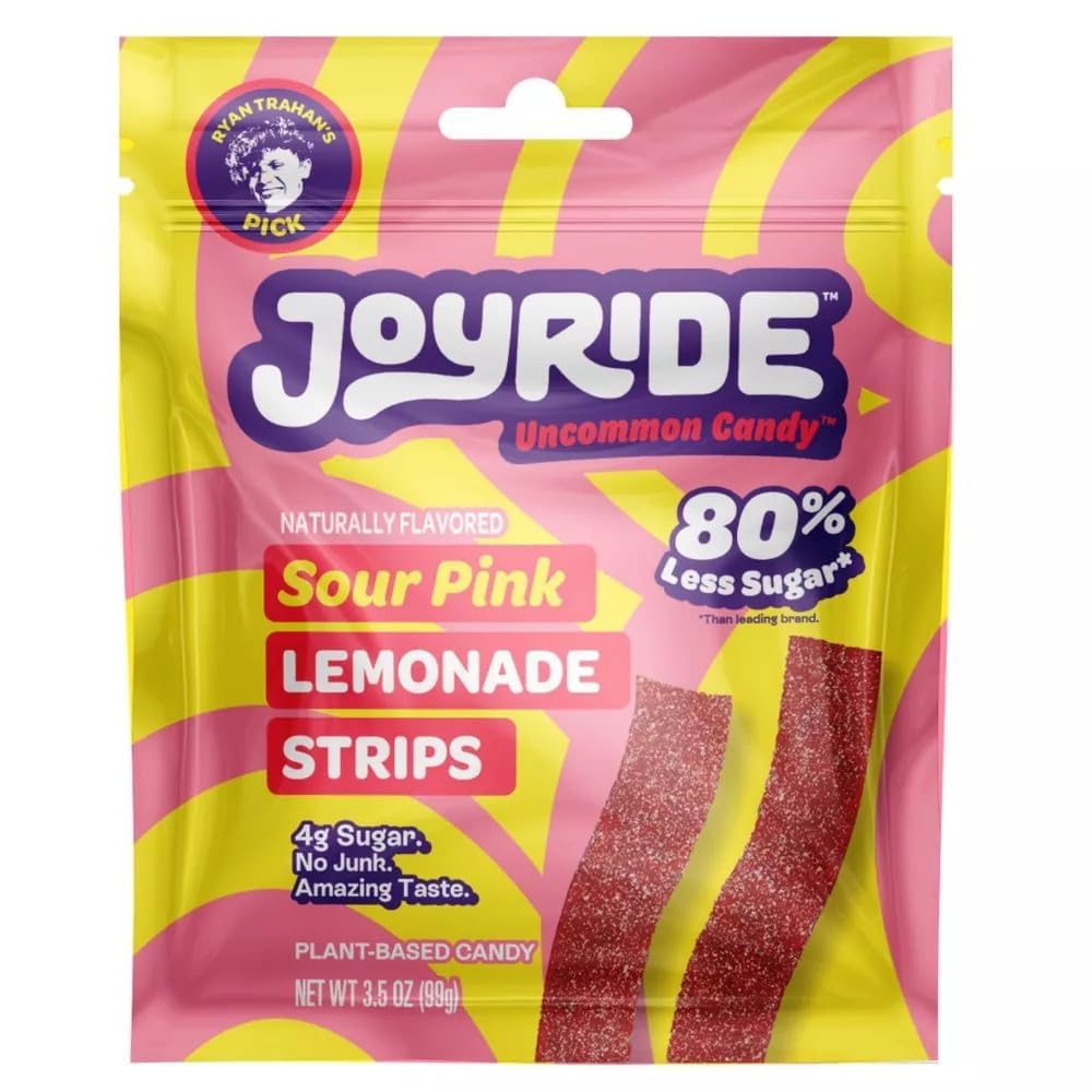 Amazon.com : Joyride Sweets Sour Pink Lemonade Strips, 3.5oz, Sour ...