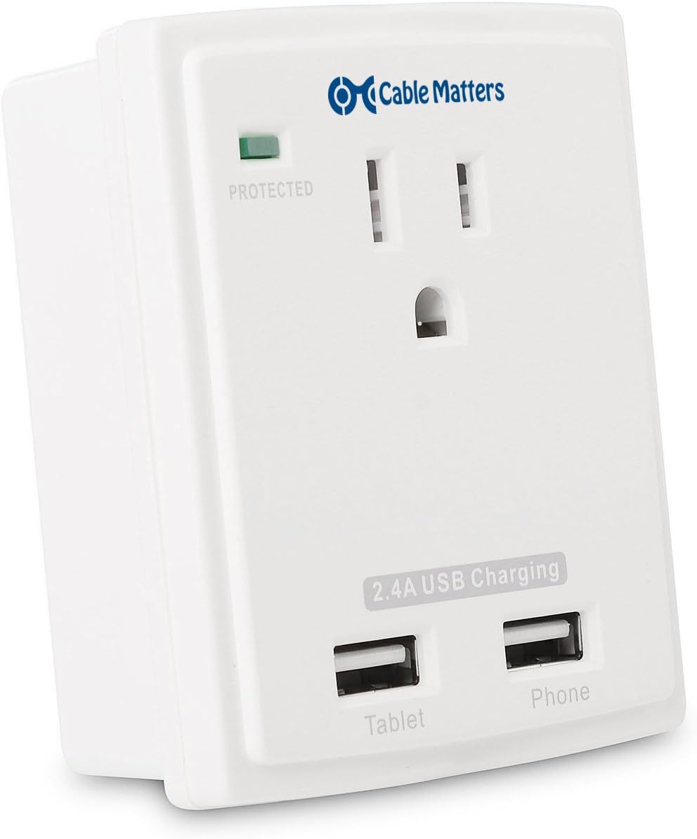 Masterplug Prise Surge Protected Secteur Prise avec 2 Port USB ...