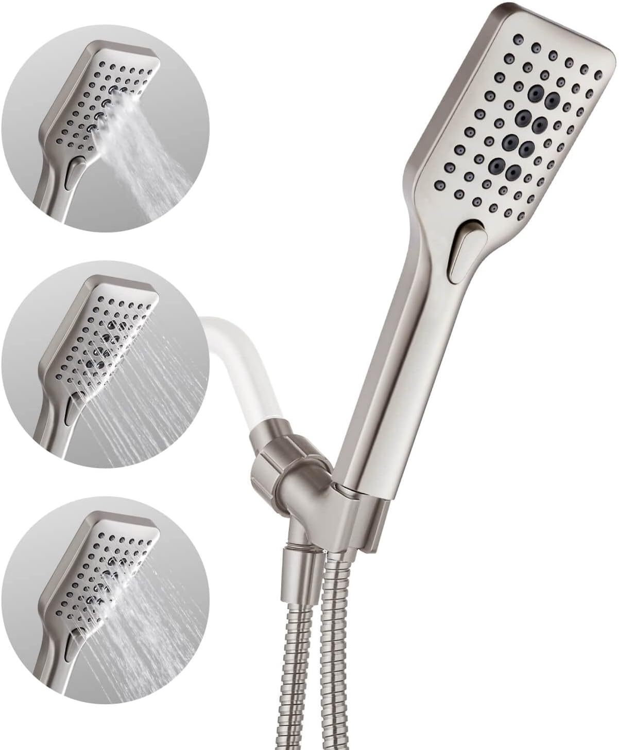Cinwiny Shower Head with Handheld Wall Mounted Brushed Nickel Square ...