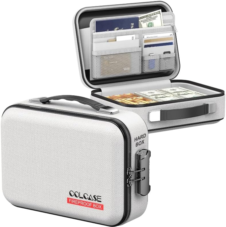 Amazon.com: COLCASE Fireproof Money Box with Lock, Hard Case Cash ...