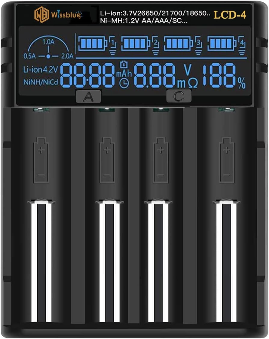 Amazon.com: WISSBLUE 18650 Rechargeable Battery Charger, 1A Fast ...