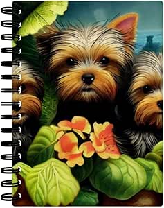 Amazon.com : Yorkie Spiral Notebook - Puppy Design Notebook - Garden ...