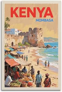 Amazon.com: Vintage Travel Poster Kenya Mombasa Decorative Painting ...