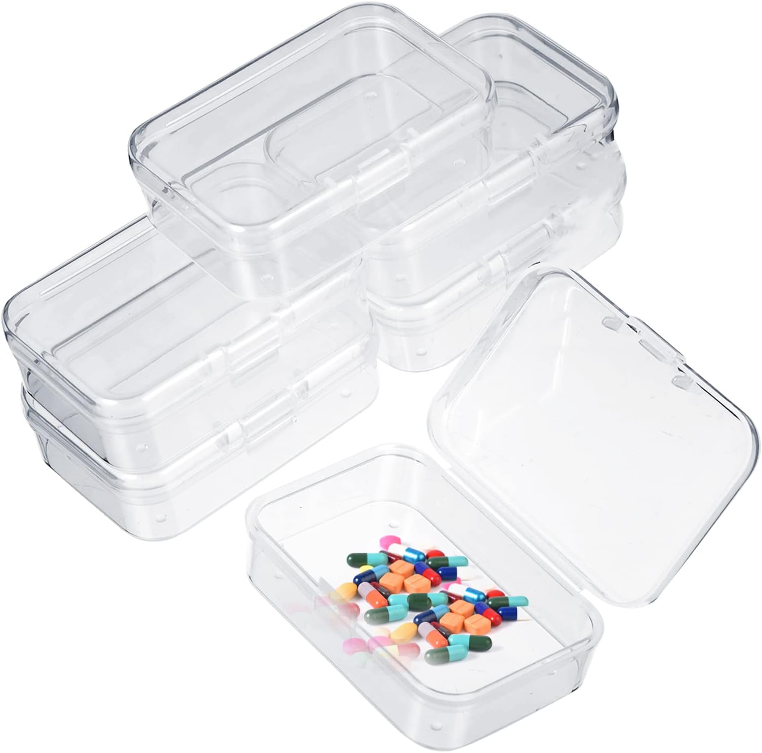 Rumyve 6Pcs Clear Plastic Storage Boxes with Lids - Mini Rectangular ...
