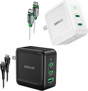 Amazon.com: 100W USB C Charger Block, MOKiN GaN+ PD Fast Charging with ...