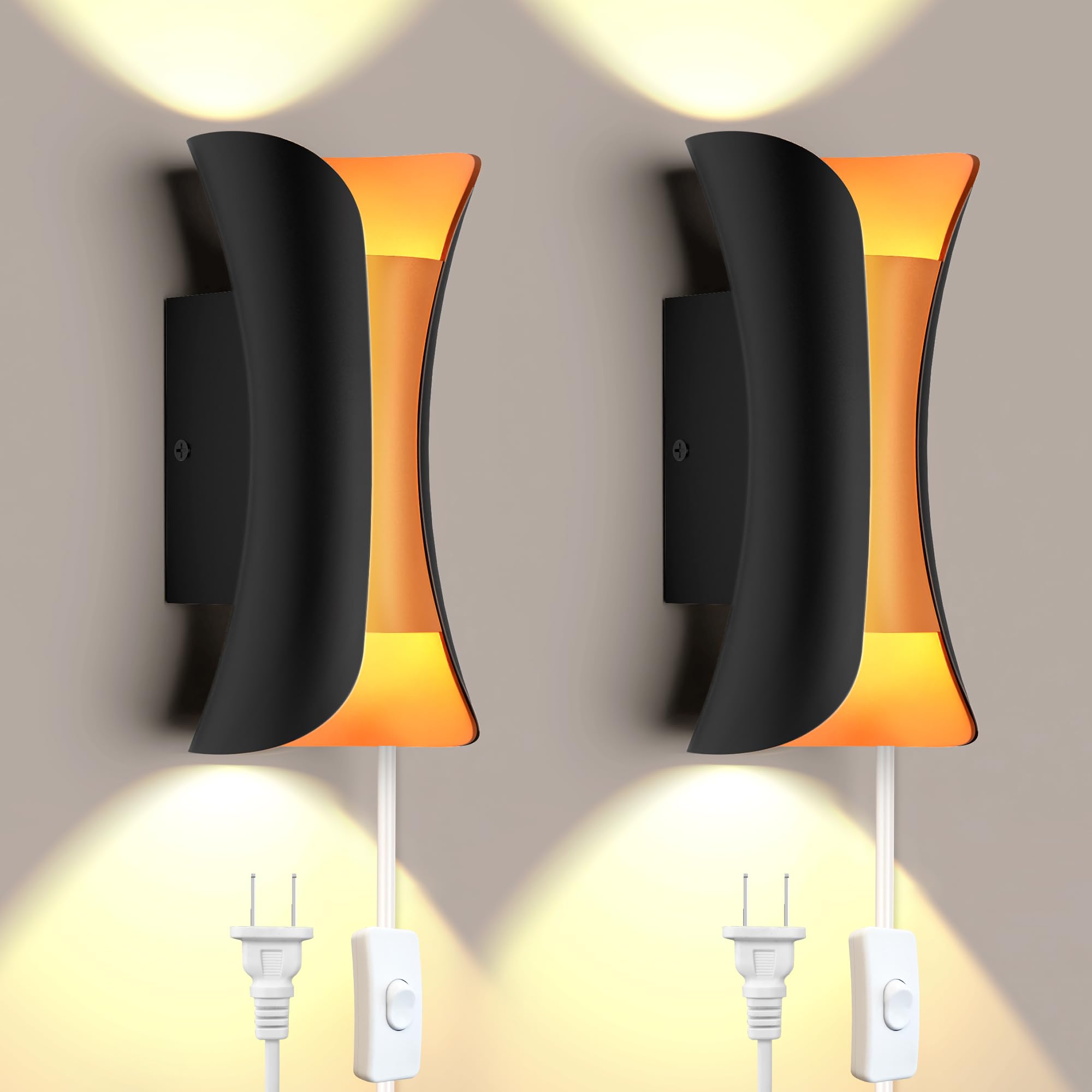 Fulighture Plug in Wall Sconces 2 Pack, Modern Wall Sconces Design with ...