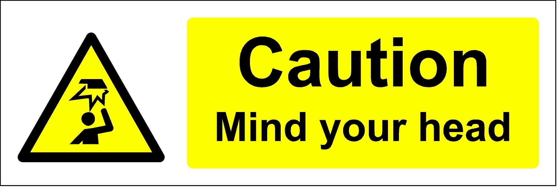 Warning Mind your head safety sign - Self adhesive sticker 200mm x 66mm ...