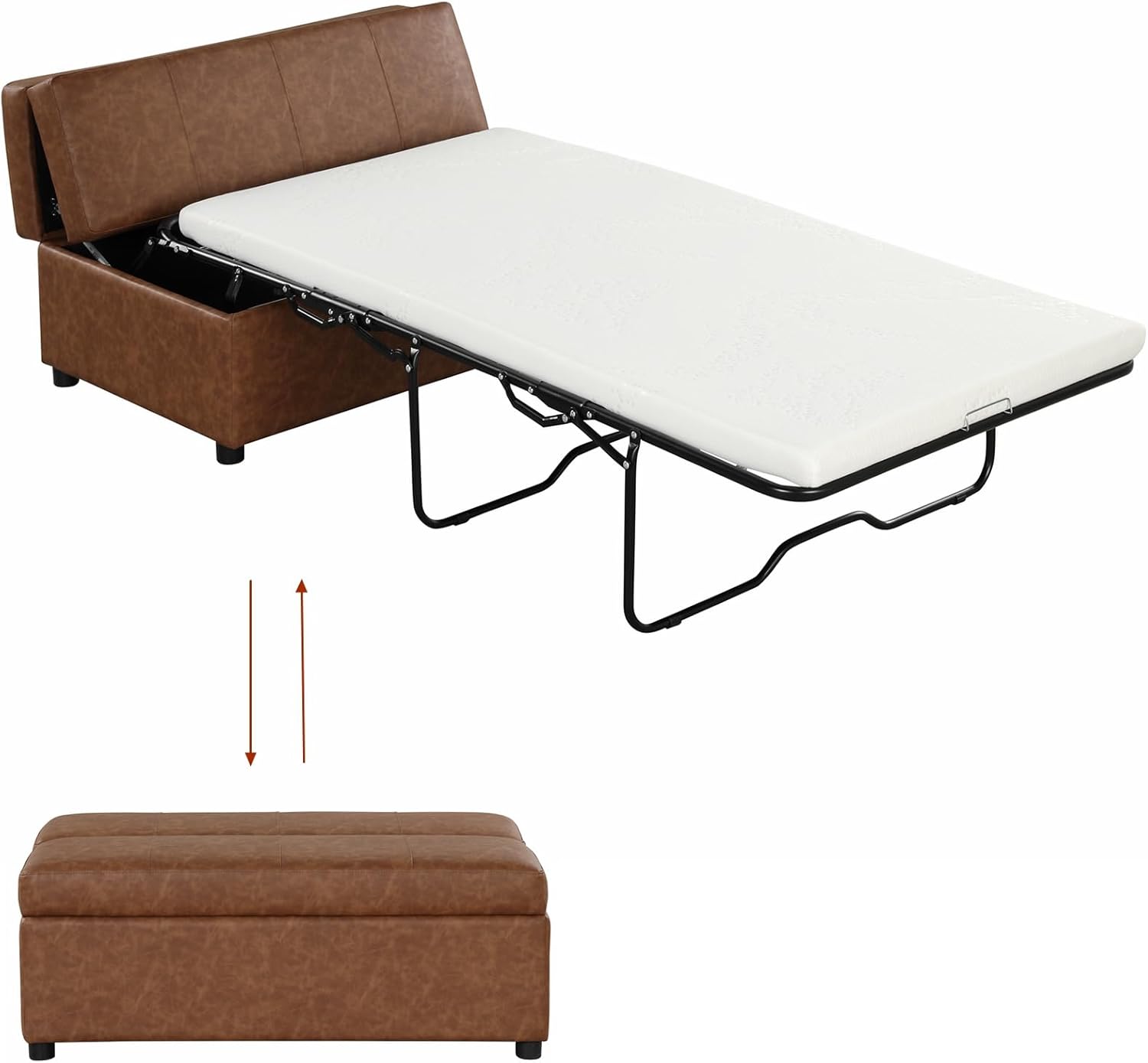 Amazon.com: Gynsseh Folding Ottoman Sleeper Bed with Mattress, 2-in-1 ...