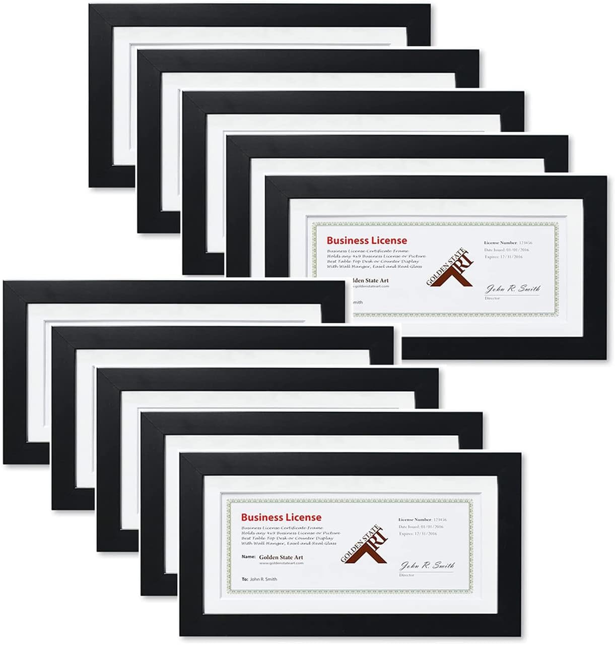 Amazon.com: Golden State Art, 5x10 Wood Frame with Mat for 4x9 Business ...