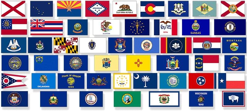 Amazon.com: 1/2 Inch Tall Sheet of All 50 US State Flags Stickers (Set ...