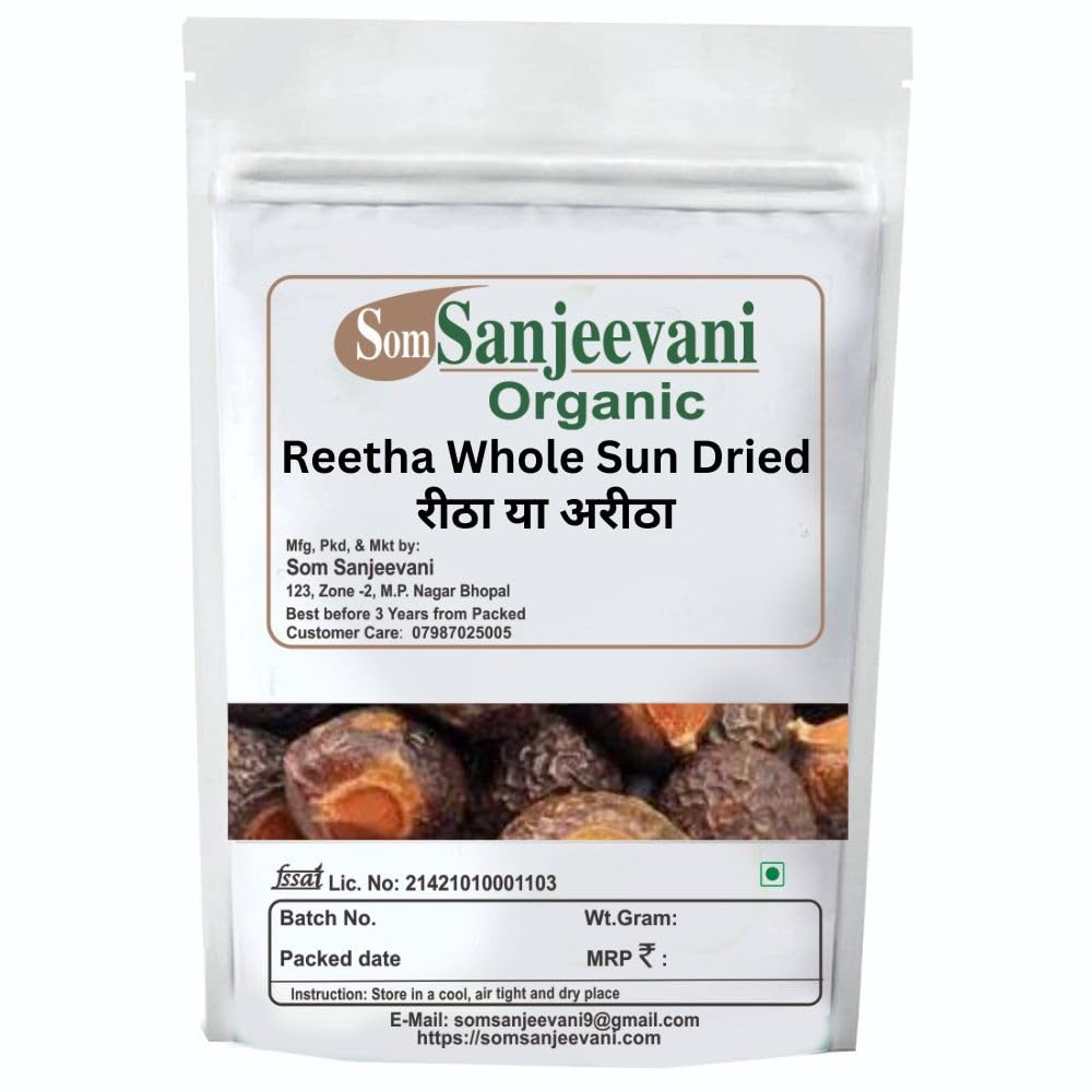 Som Sanjeevani Organic Reetha Sun Dried Whole 200g pack of 2 each 100g ...